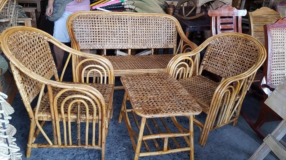 Rattan Sala Set with center table, Furniture & Home Living, Furniture ...