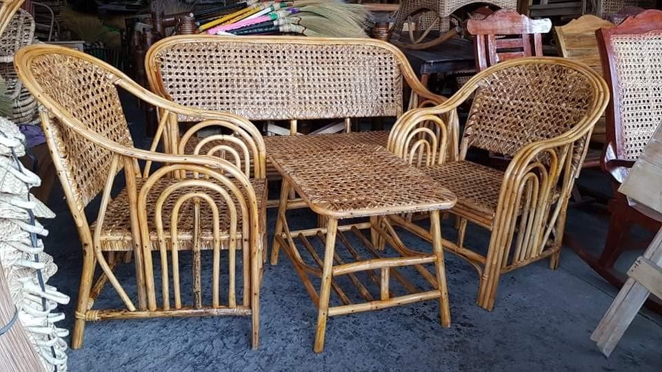 Rattan Sala Set with center table, Furniture & Home Living, Furniture ...