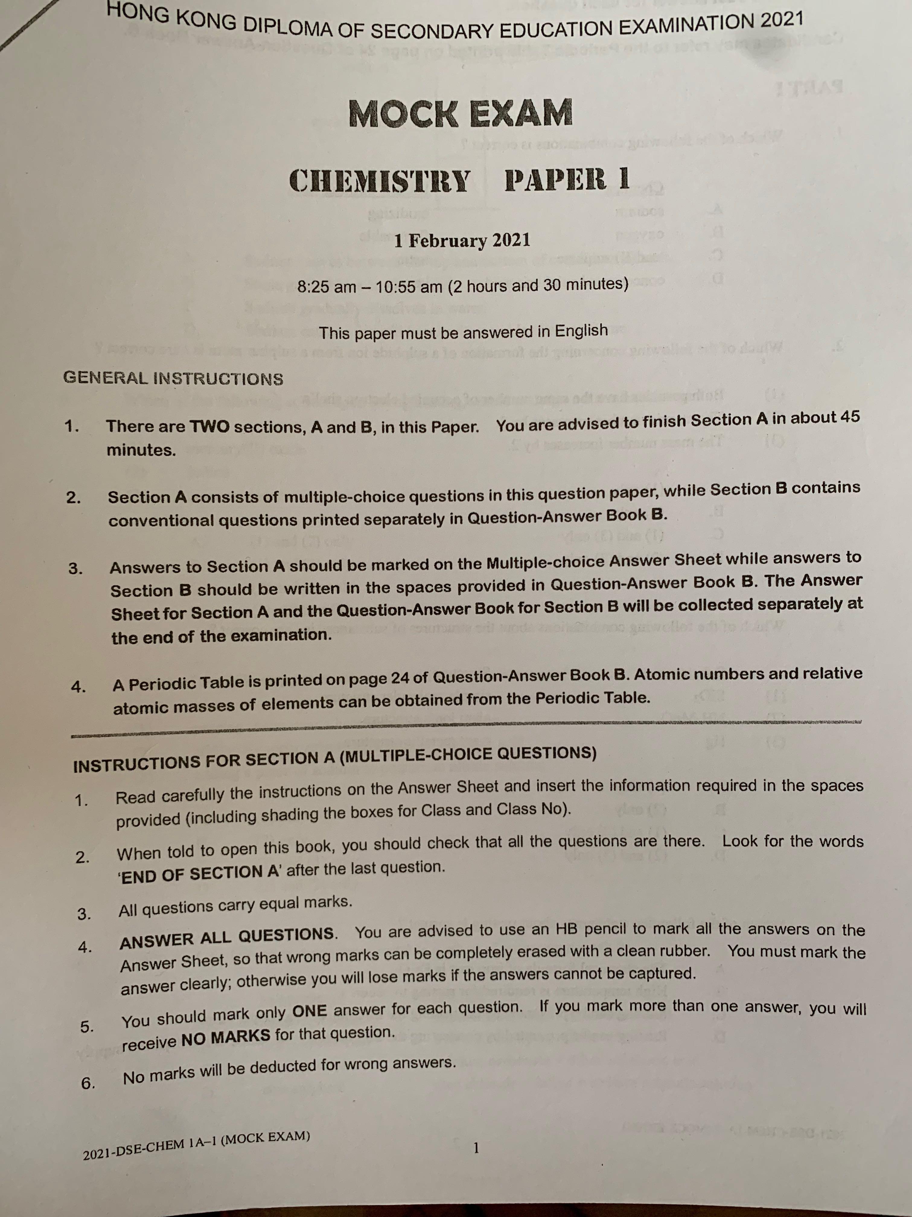 SPCC S6 mock exam paper, 興趣及遊戲, 書本 & 文具, 教科書 - Carousell