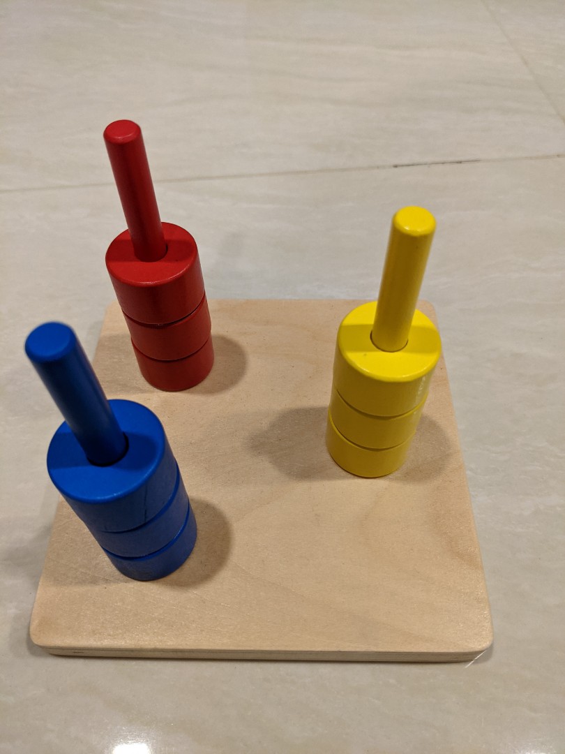 Stacking discs on vertical dowel, Babies & Kids, Infant Playtime on ...