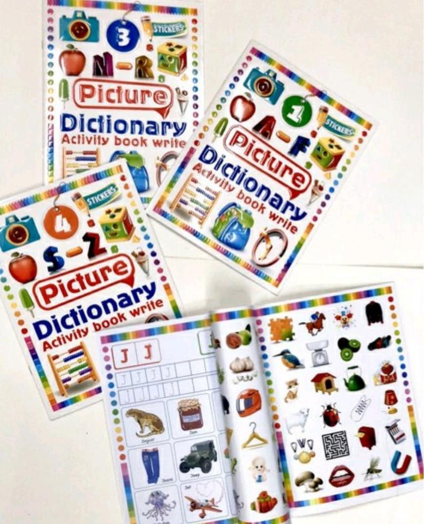 4 pcs Picture Dictionary Activity Books for Kindergarten Preschool Kids ...