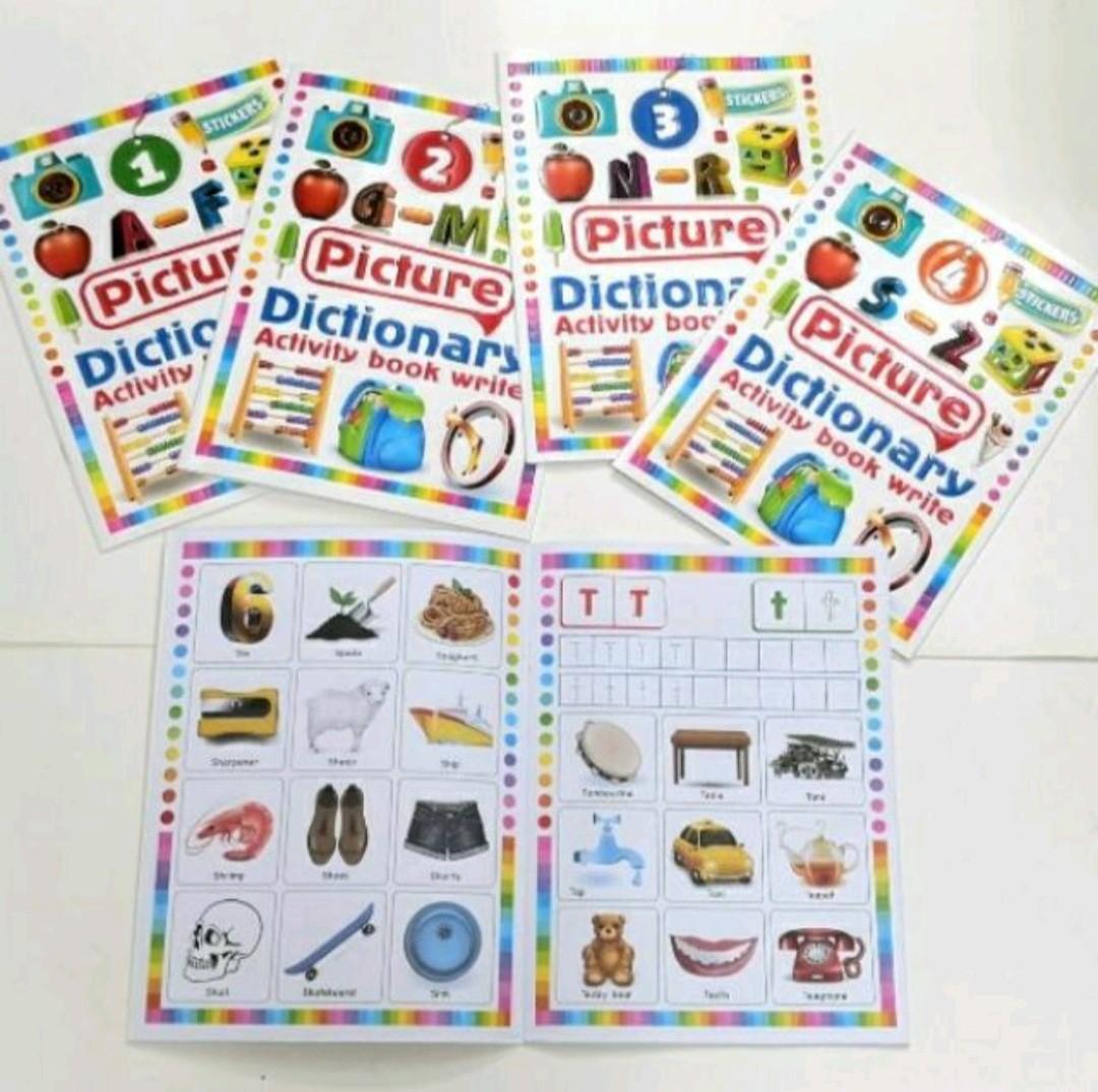 4 pcs Picture Dictionary Activity Books for Kindergarten Preschool Kids ...