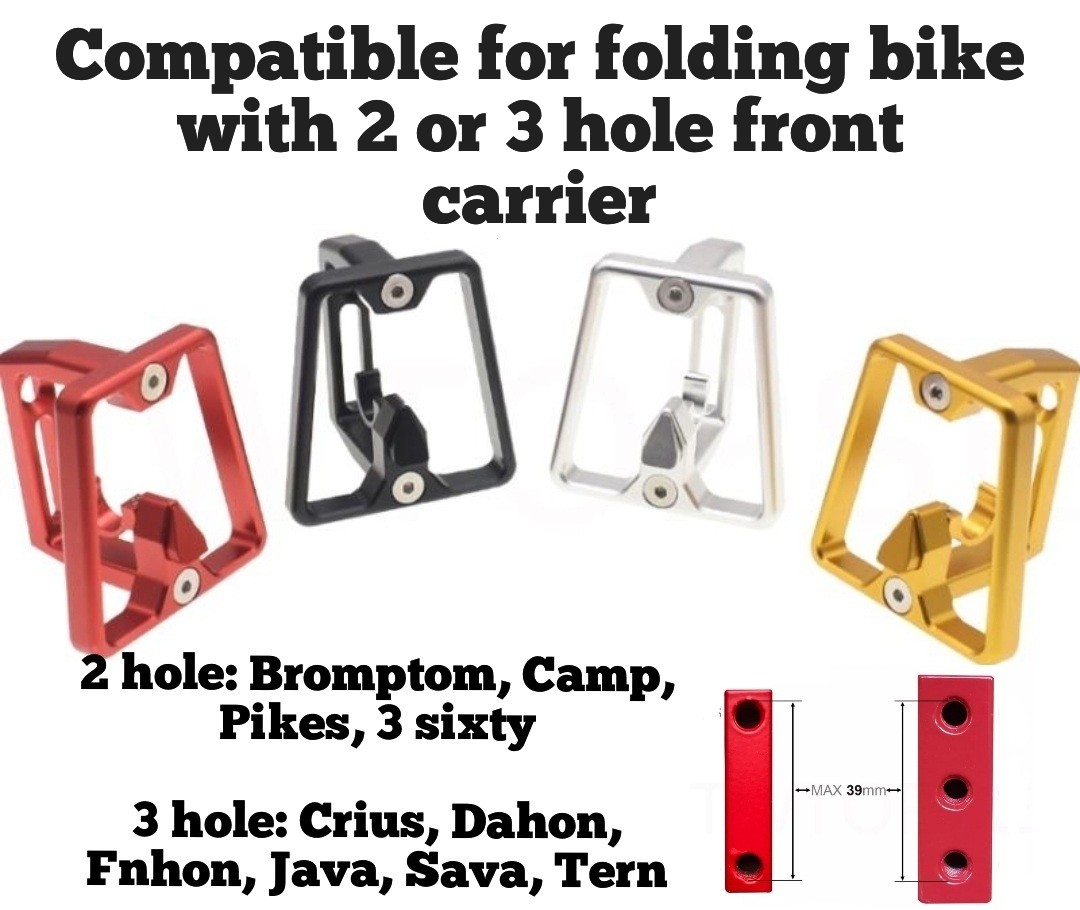 Aluminium Front Bag Carrier Block for 2 or 3hole Folding Bike Brompton Pikes 3sixty Camp Crius ...