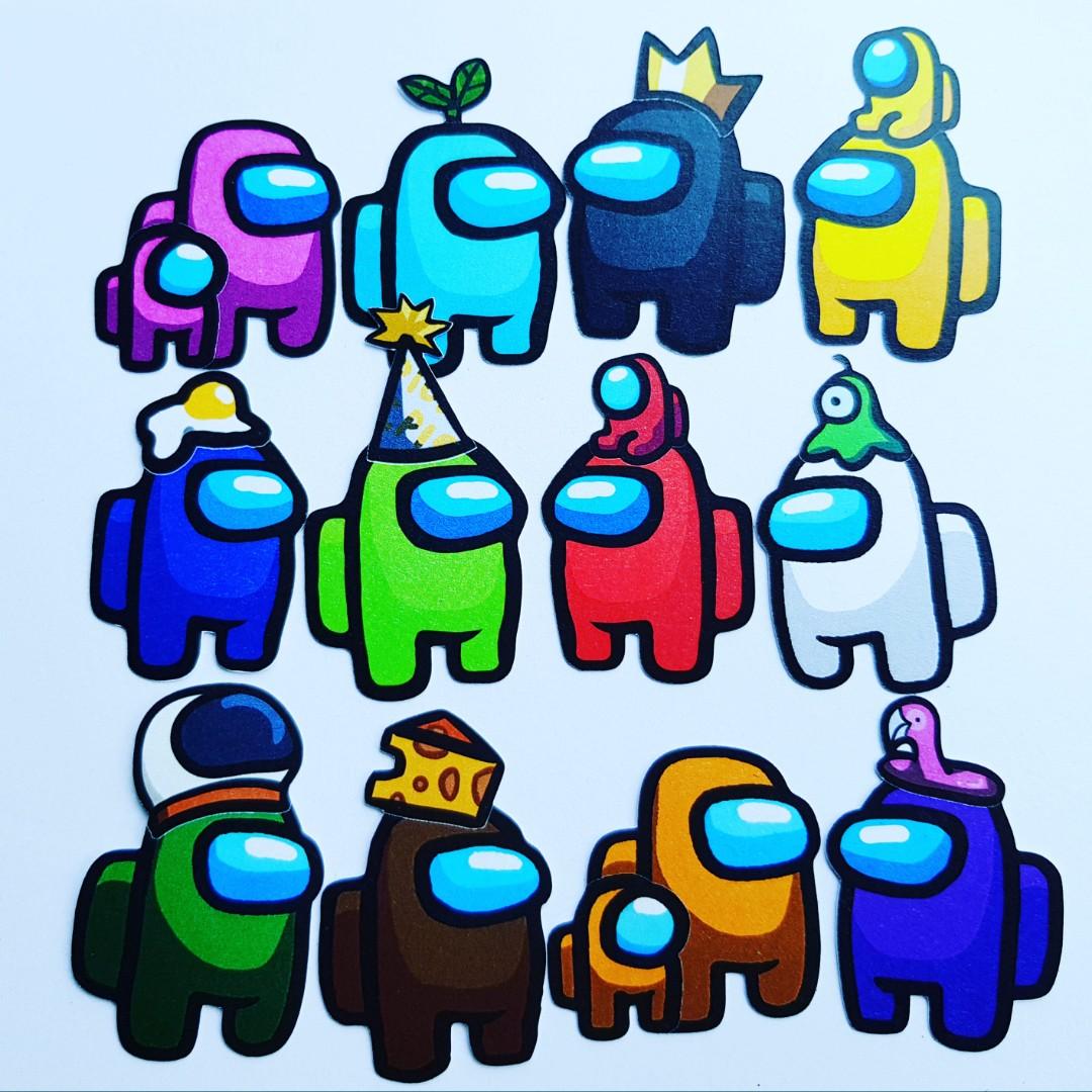 Among Us Customized Name Birthday Cupcake, Cake Topper and Sticker ...