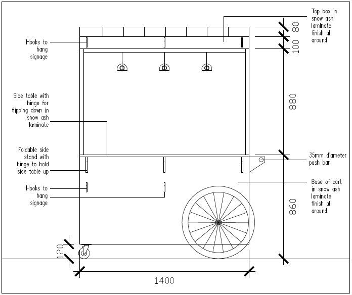 Build-to-order food stall mobile cart (can be customized to ...