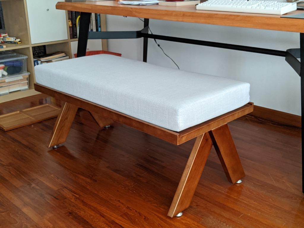 Custom Made Sofa Bench, Natural Wood and Thick Sofa Cushion!, Furniture ...