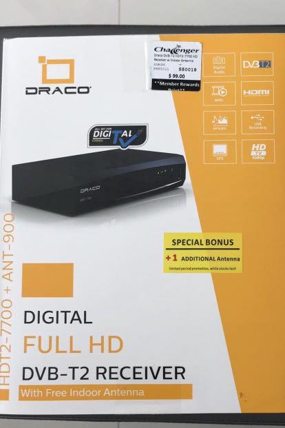 Draco Digital DVT-T2 receiver + new antenna + original remote control ...