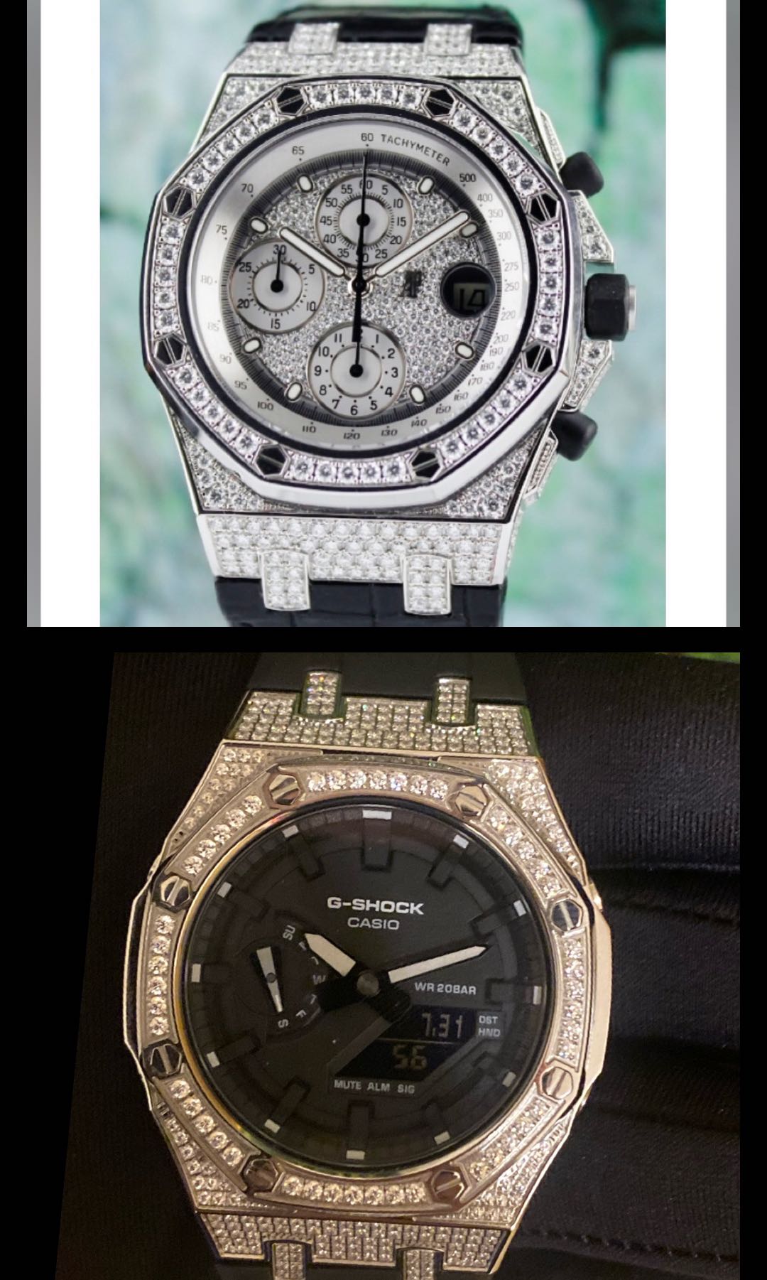 G-Shock Gshock Casioak FULL DIAMOND CRYSTAL BLING BEZEL DESIGN GA2100 ...