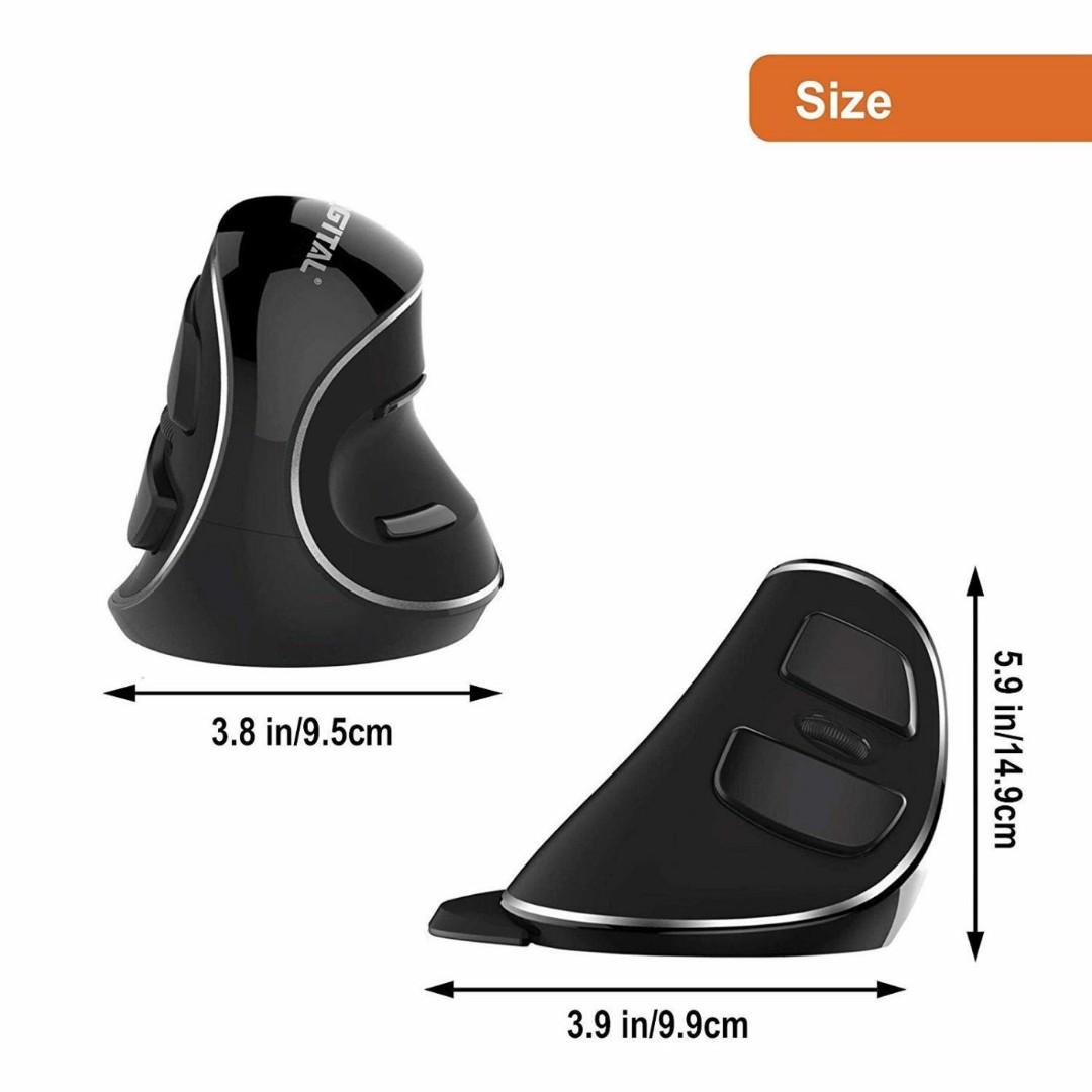 J-Tech Digital V628P Wireless Vertical Mouse with Removable Palm Rest ...