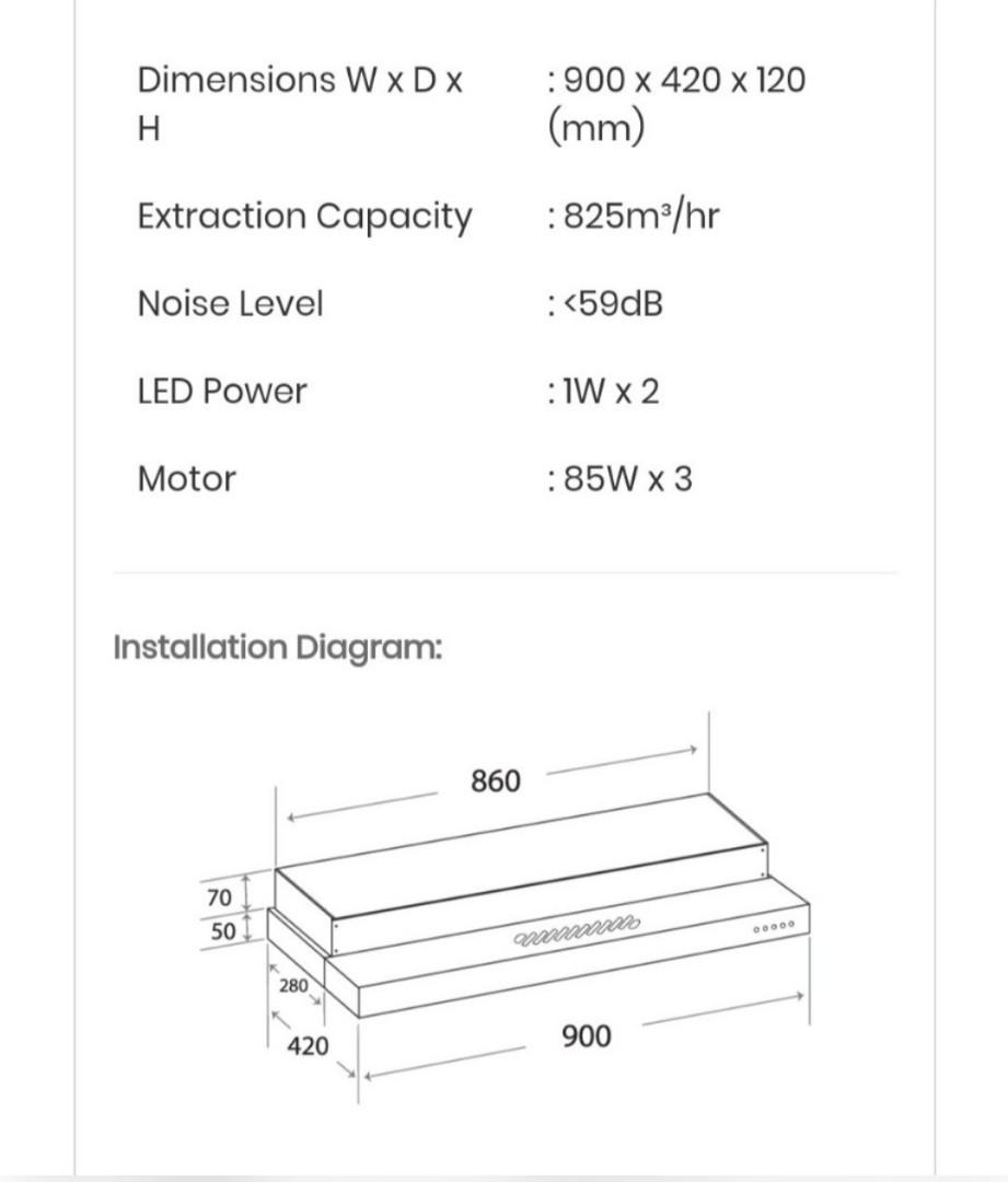 Mayer 90cm Semi - Integrated Slimline Cooker Hood, TV & Home Appliances ...