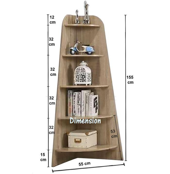 Nordic Pyramid Corner Display Book Shelf Rack, Furniture & Home Living ...