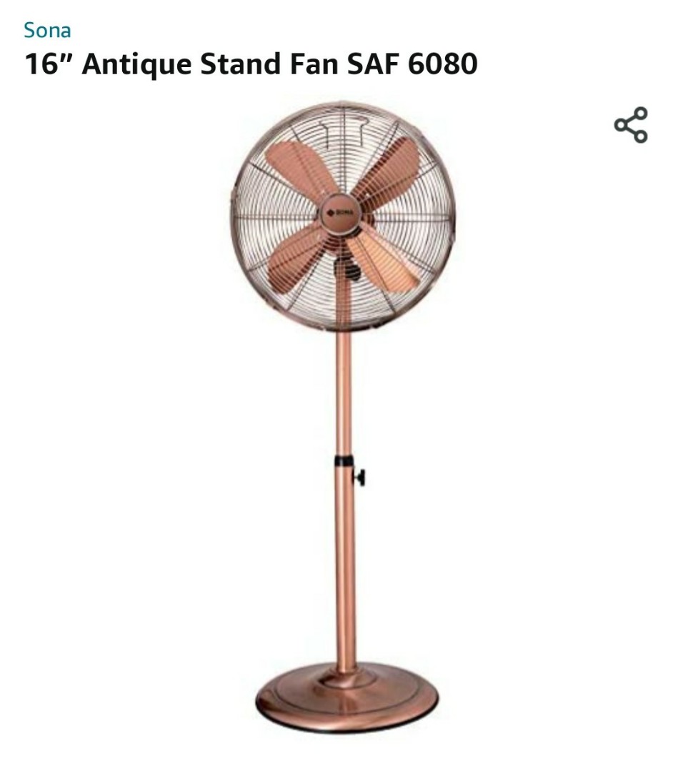 Sona SAF6080 Antique Stand fan - Copper colour, Furniture & Home Living ...