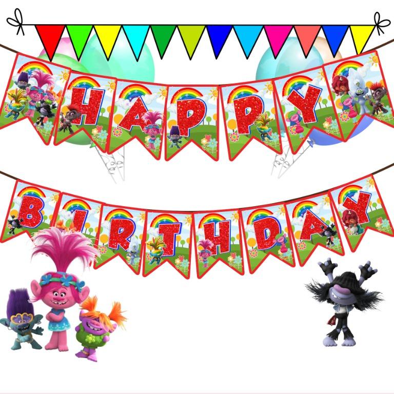 Trolls World Tour Cake Topper, Cake Topper, Birthday Cake, Cupcake ...
