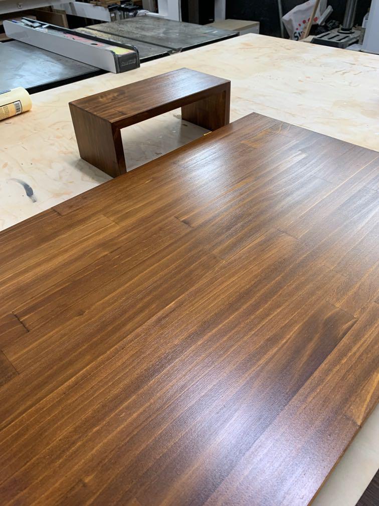 Customised solid wood desktop cladding and riser, Furniture & Home ...