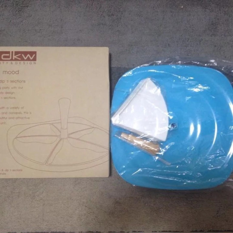 Dkw turquoise light blue plastic serving tray plate, Furniture & Home ...