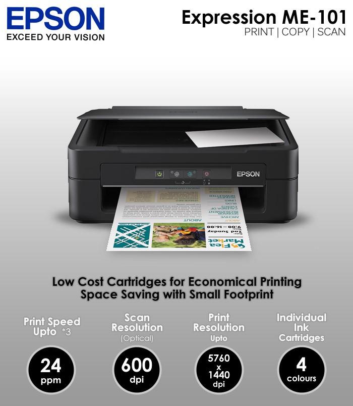 Epson Colour Inkjet Printer [Expression ME-101] -USED with free ...
