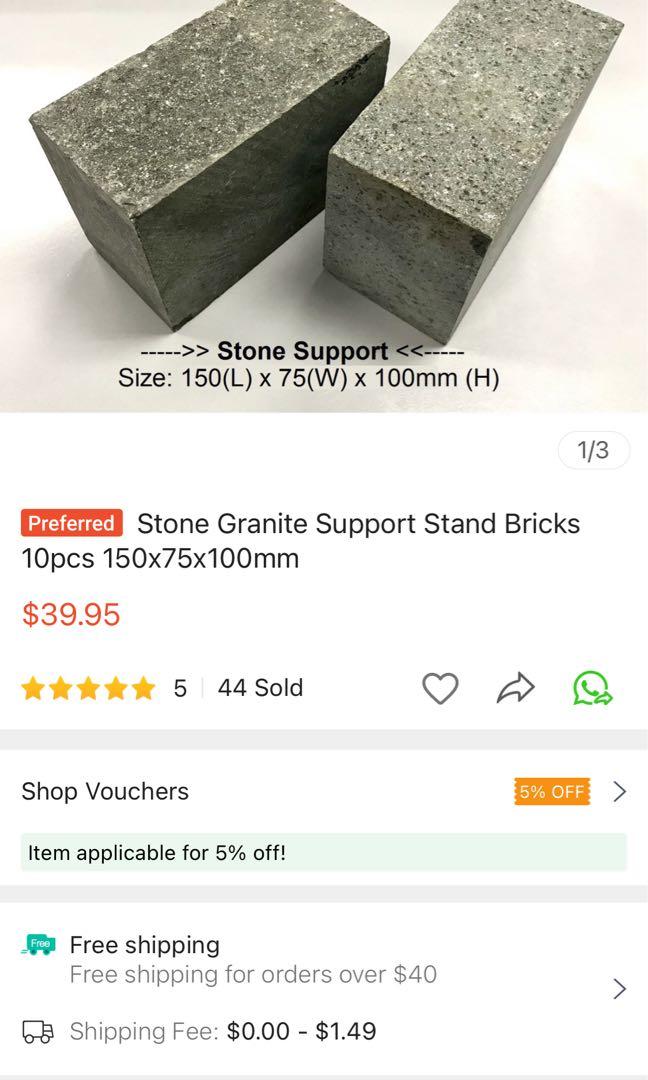 Granite stone block 10cm x 10cm x 20cm - 4 pieces, Furniture & Home ...
