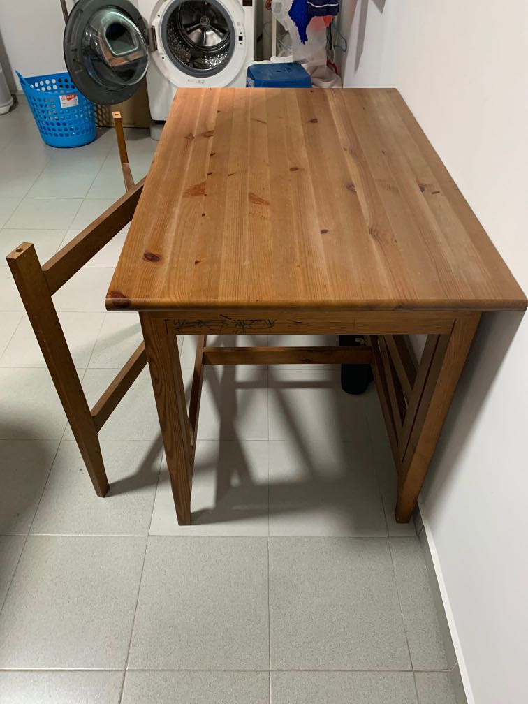 Ikea Extendable dining table solid wood, Furniture & Home Living ...