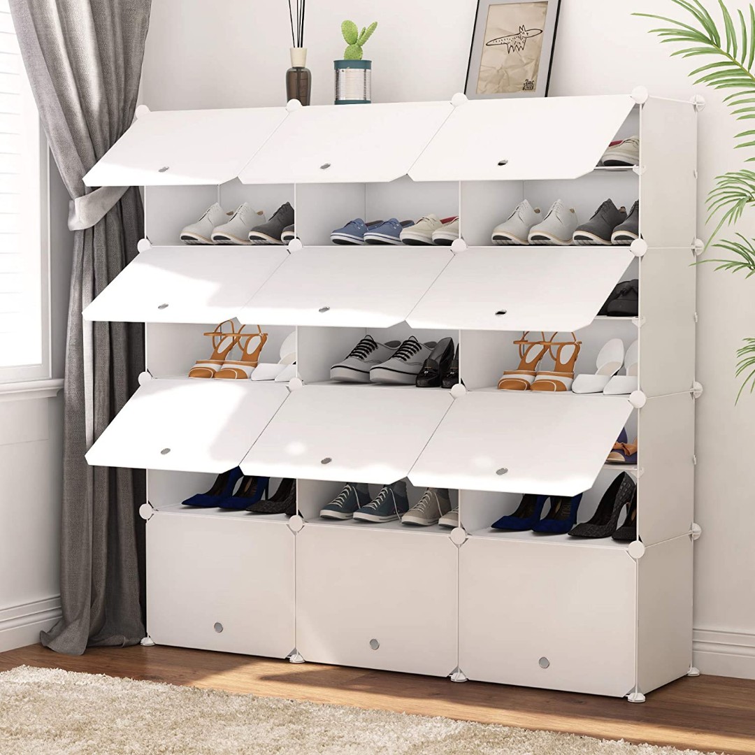 JOISCOPE PREMAG Portable Shoe Storage Organzier Tower,White,Modular ...