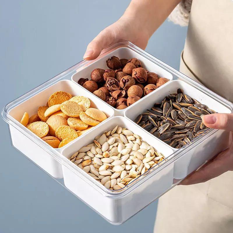 Plastic Airtight Food Containers Compartment with Transparent Lid ...