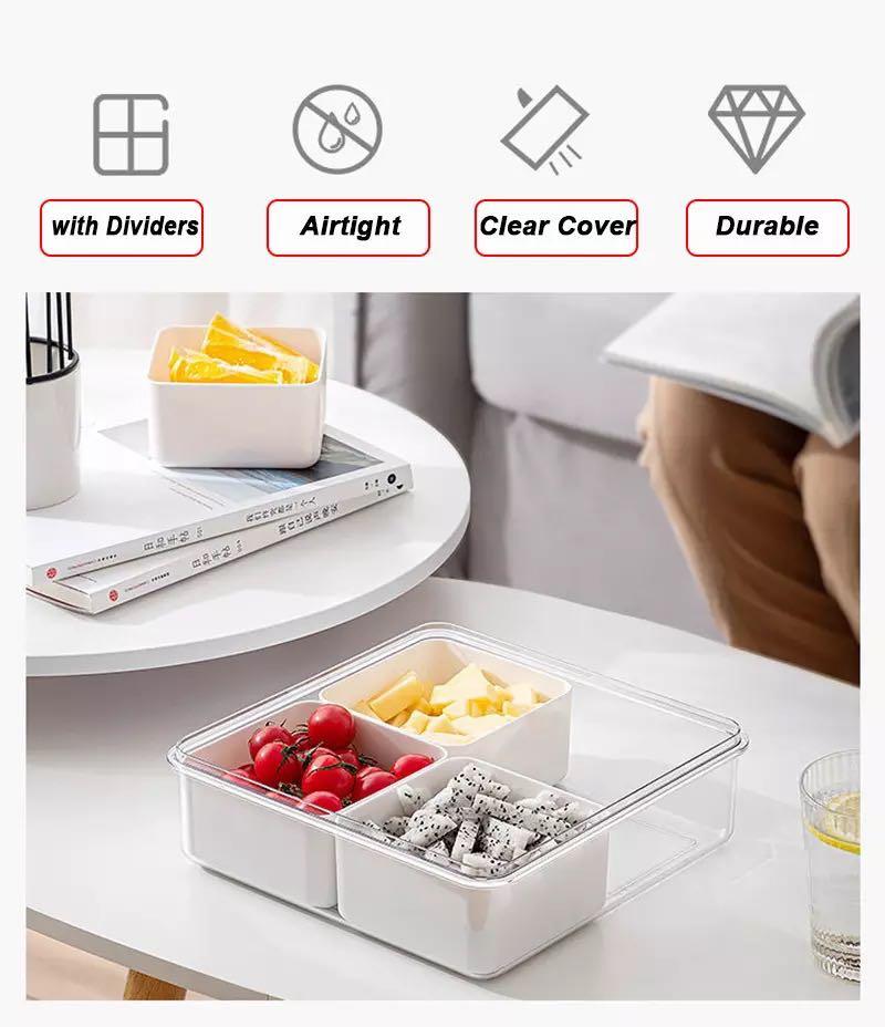 Plastic Airtight Food Containers Compartment with Transparent Lid ...
