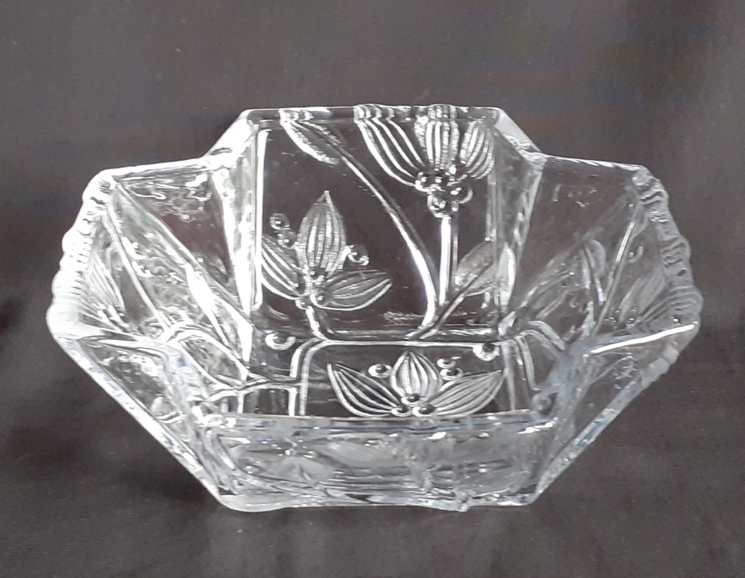 SOGA GLASS candy bowl, crystal, cross-shaped, made in Japan, never used ...