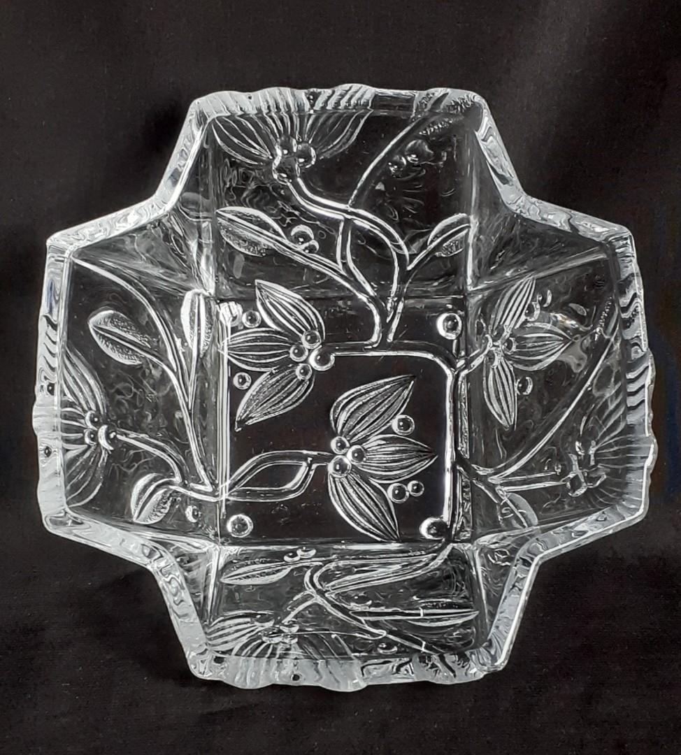 SOGA GLASS candy bowl, crystal, cross-shaped, made in Japan, never used ...