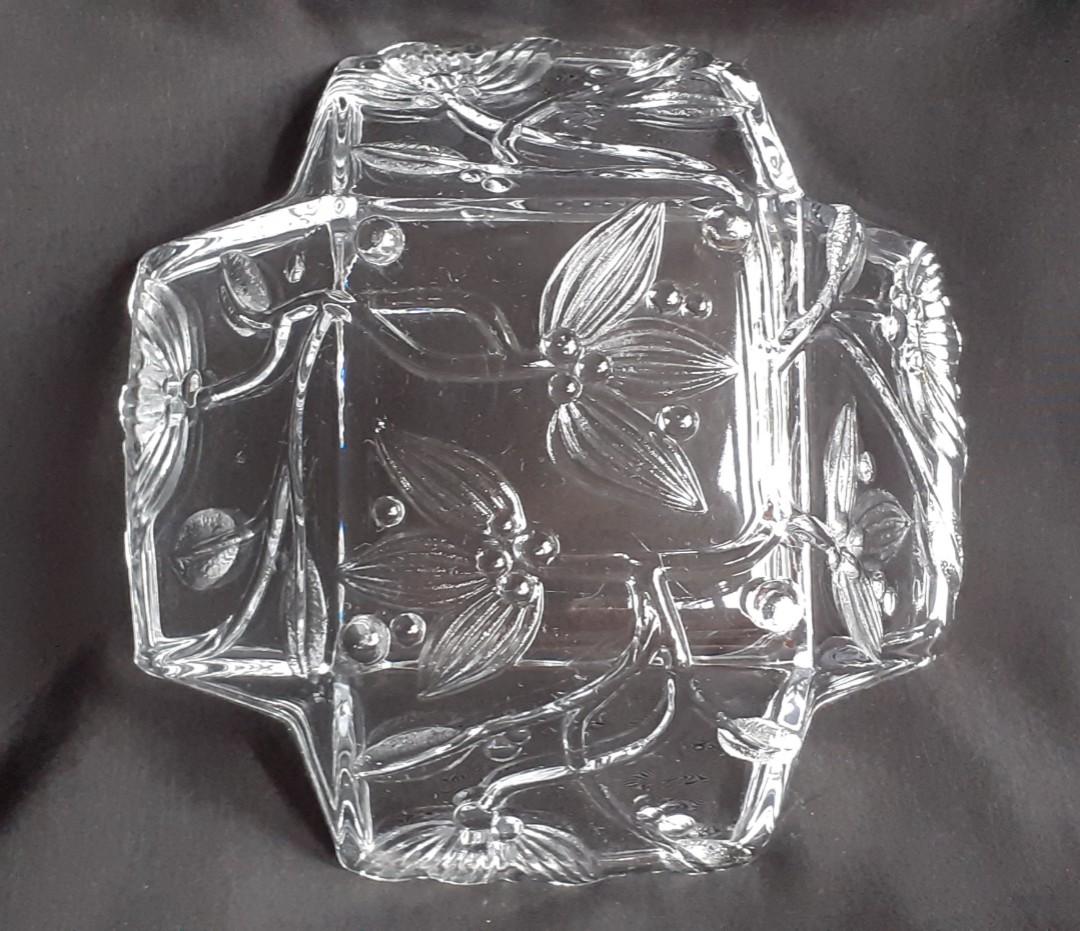 SOGA GLASS candy bowl, crystal, cross-shaped, made in Japan, never used ...