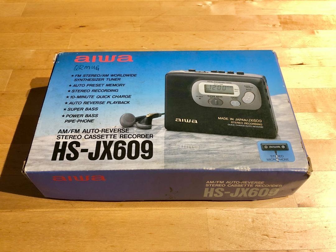 Very Rare Aiwa AM/FM Auto Reverse Stereo Cassette Recorder HS-JX609 HS-JX639 Full Box & Papers ...