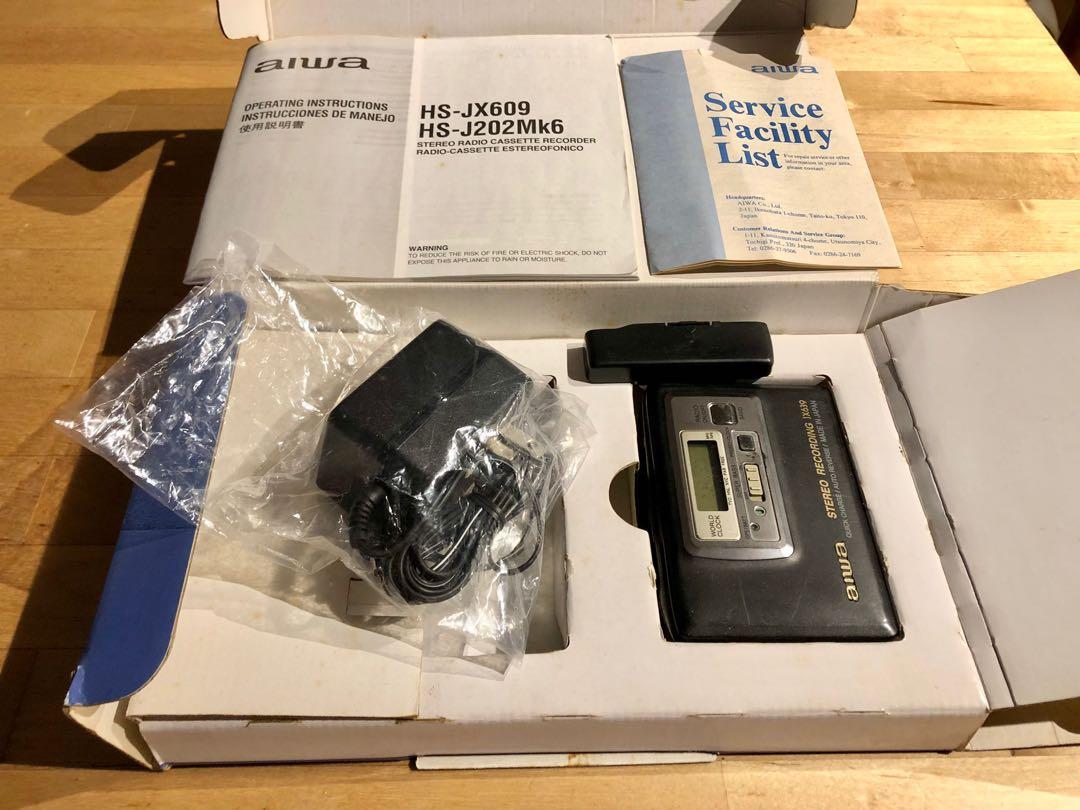 Very Rare Aiwa AM/FM Auto Reverse Stereo Cassette Recorder HS-JX609 HS-JX639 Full Box & Papers ...