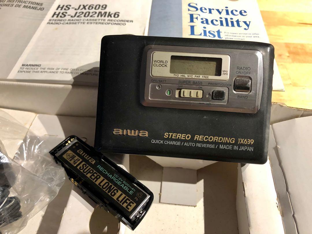Very Rare Aiwa AM/FM Auto Reverse Stereo Cassette Recorder HS-JX609 HS-JX639 Full Box & Papers ...