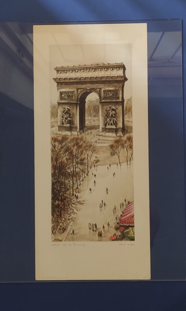 Vintage Francis Gravure Signed by Ortiz Alfau - Paris Eiffel and Arc de ...