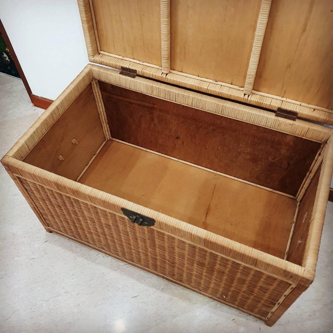 Vintage Wicker chest / Rattan chest storage, Furniture & Home Living ...