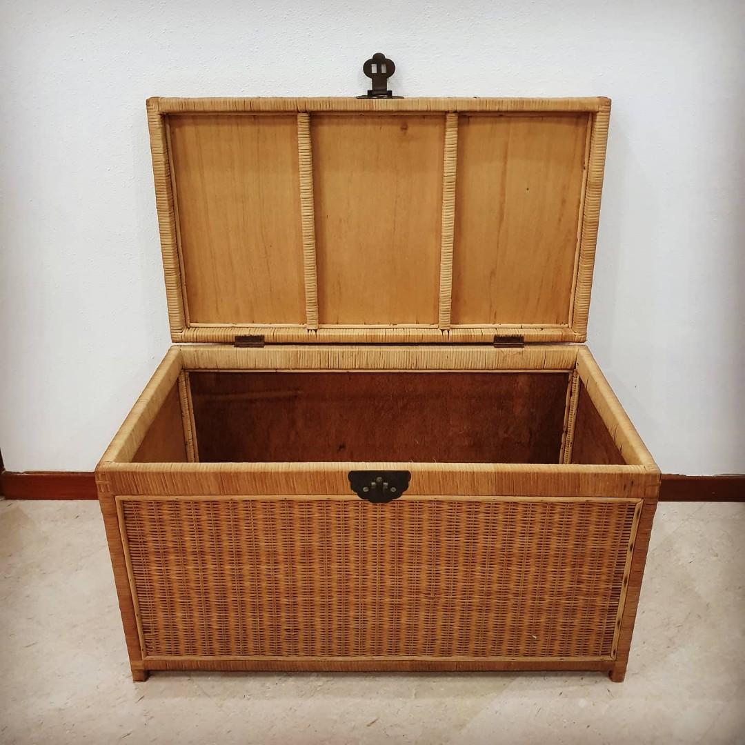 Vintage Wicker chest / Rattan chest storage, Furniture & Home Living ...