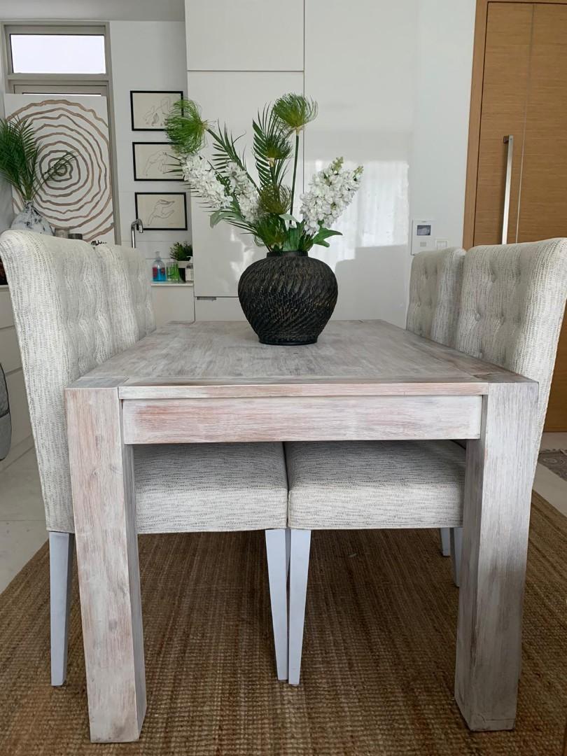 Whitewash Wood Dining Table, Furniture & Home Living, Furniture, Tables ...