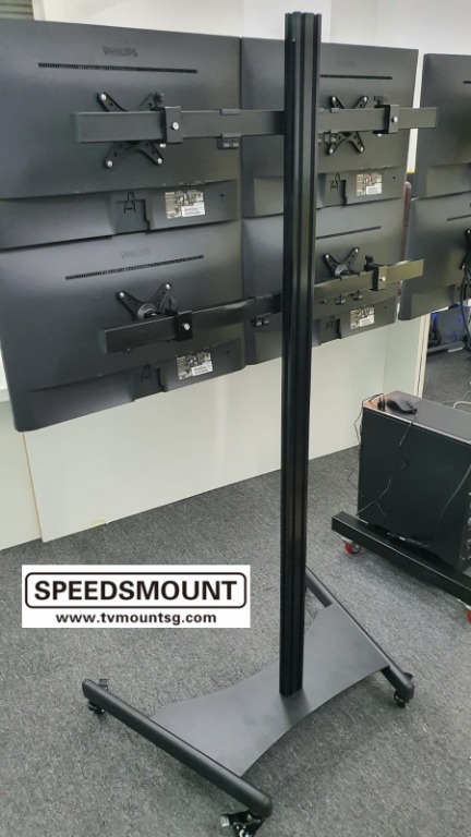4 monitor TV floor standing with wheels lockable, Computers & Tech ...