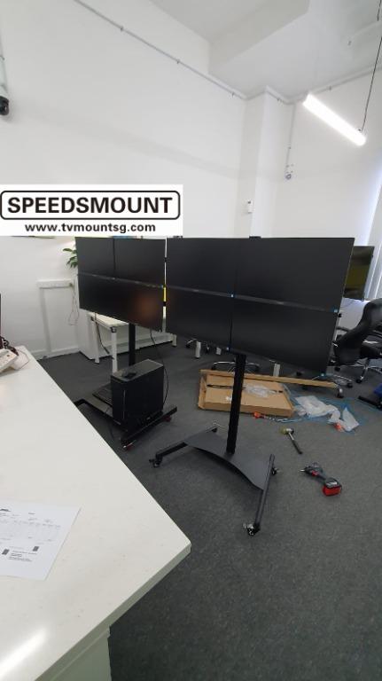 4 monitor TV floor standing with wheels lockable, Computers & Tech ...
