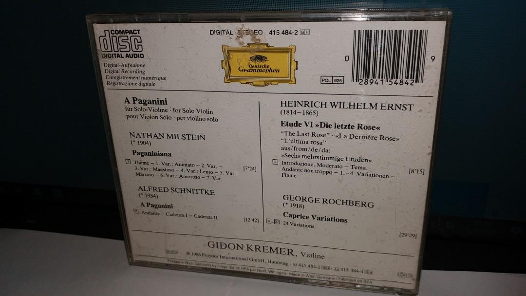 試音天碟 小提琴名盤 KREMER A PAGANINI 德國介字版 CD 無IFPI舊版, 興趣及遊戲, 音樂、樂器 & 配件, 音樂與媒體 ...
