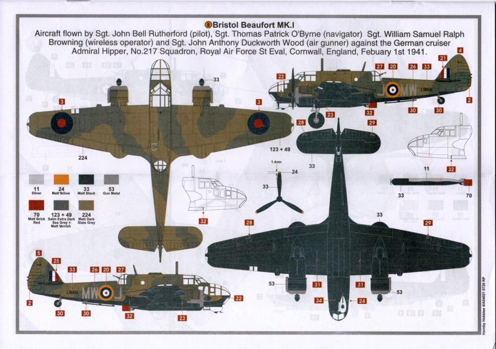 Airfix 1/72 Bristol Beaufort Mk.I model kit, Hobbies & Toys, Toys ...