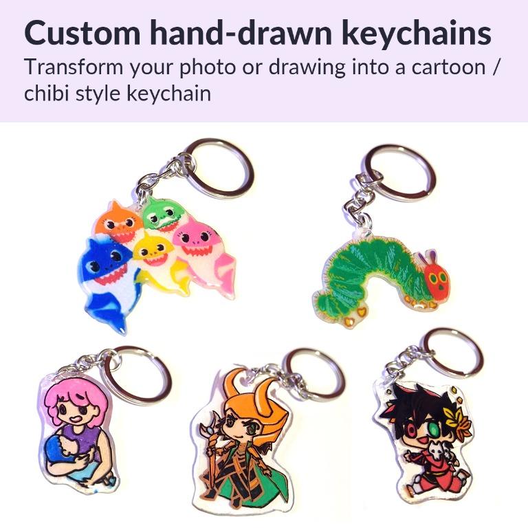 Custom hand-drawn keychain, transform your photo or drawing into a ...