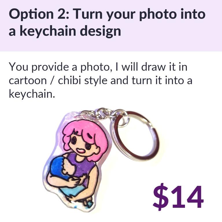 Custom hand-drawn keychain, transform your photo or drawing into a ...