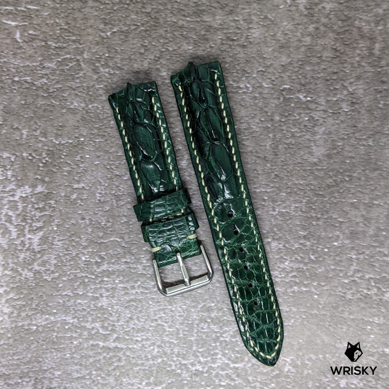 *SOLD* 20/18mm Dark Green Hornback Crocodile Leather Watch Strap with ...