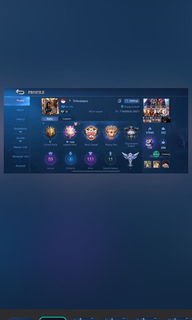 Mobile Legends Account / MLBB ACC/ML ACC, Video Gaming, Gaming ...