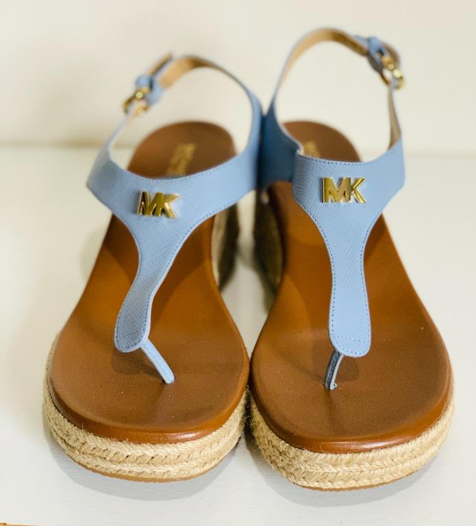 NEW! MICHAEL KORS MK LANEY BLUE SAFFIANO LEATHER ESPADRILLE WEDGE ...