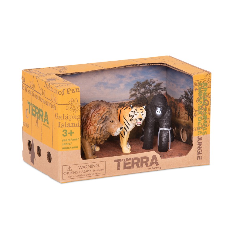 Terra By Battat Jungle Animals - Lion, Tiger, Gorilla (Set of 3 ...