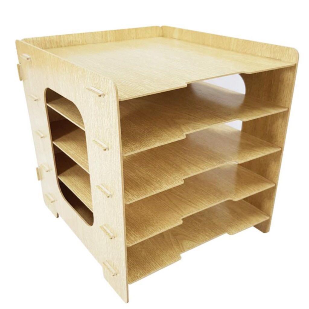 Wooden 5 Layer Desktop Rack, Wooden 5 Layer Table Rack, Document Rack ...