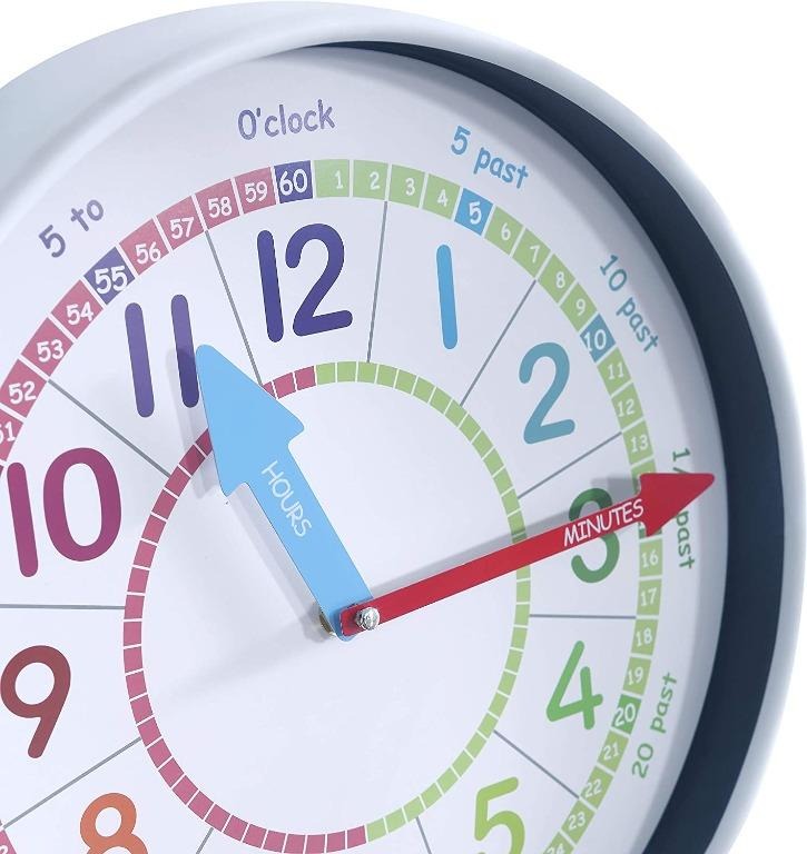 ⭐[D1002]⭐ Tell the Time Children's Clock 30cm (12 inches) White. Easy ...