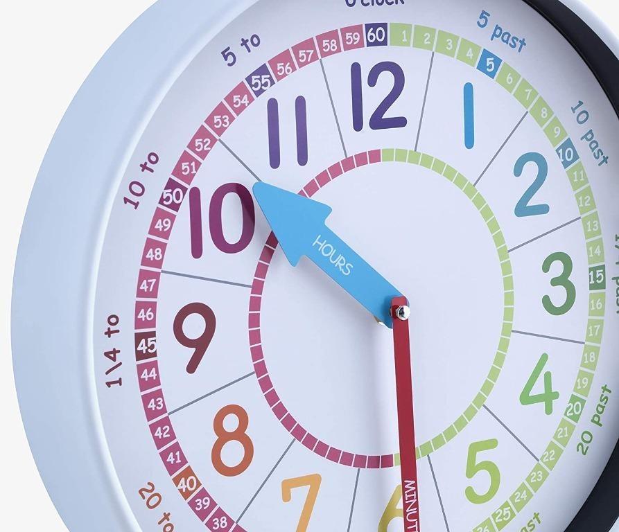 ⭐[D1002]⭐ Tell the Time Children's Clock 30cm (12 inches) White. Easy ...
