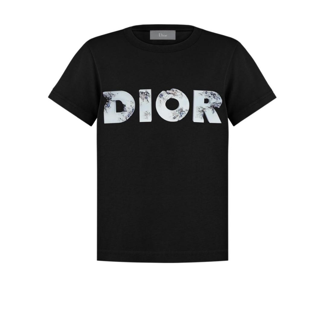 Dior Black Logo Wording Tee, Luxury, Apparel on Carousell