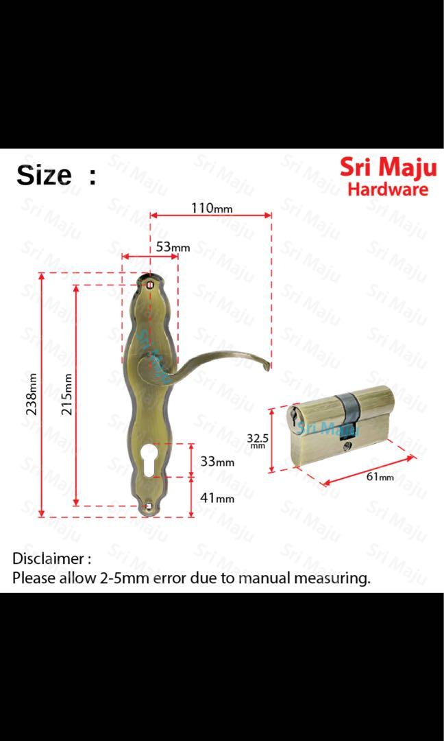 Grille door lock handle set, Furniture & Home Living, Security & Locks ...